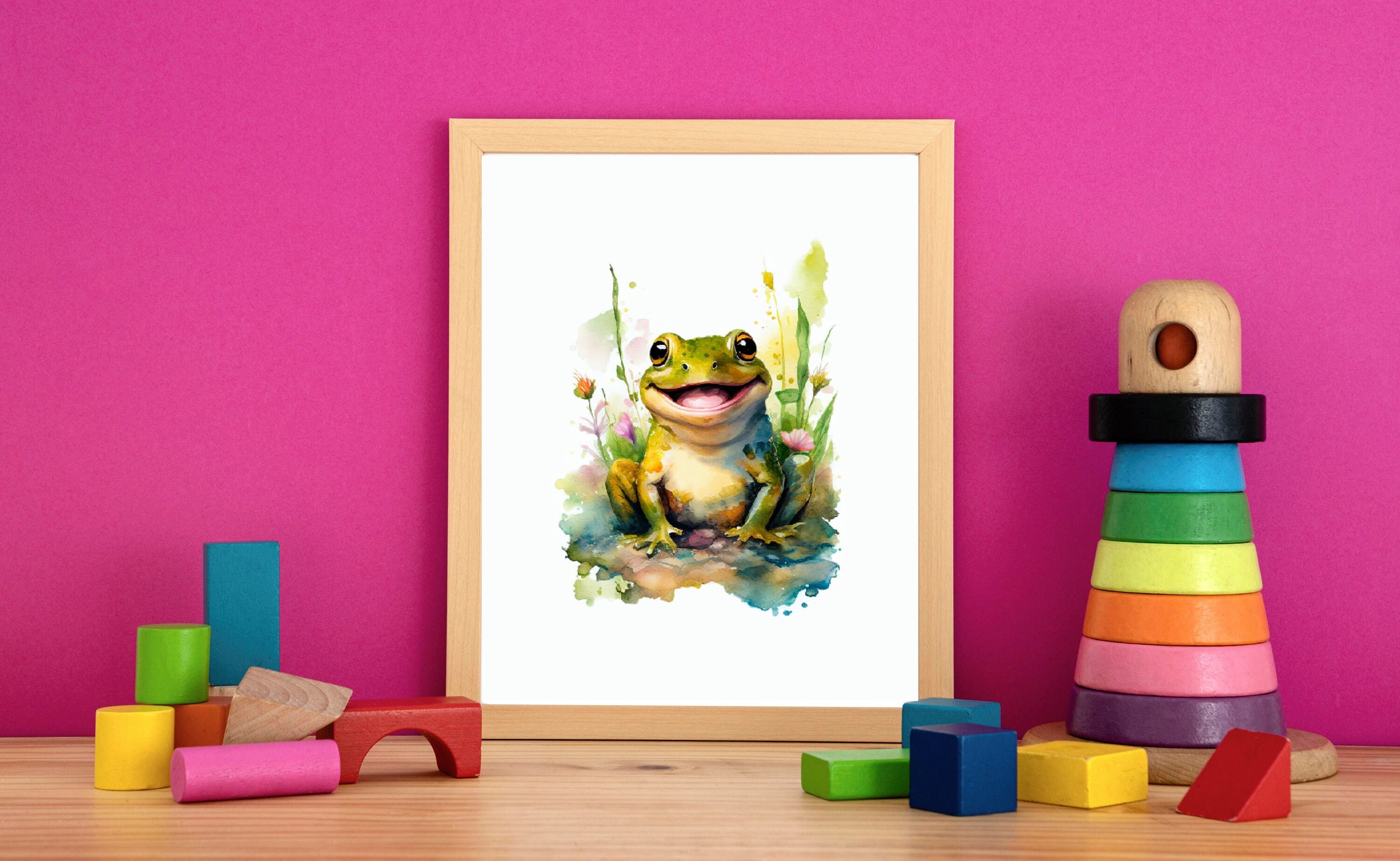 Nursery Animal Print Wall Art, Baby Frog Art, Water Color Art, Children ...