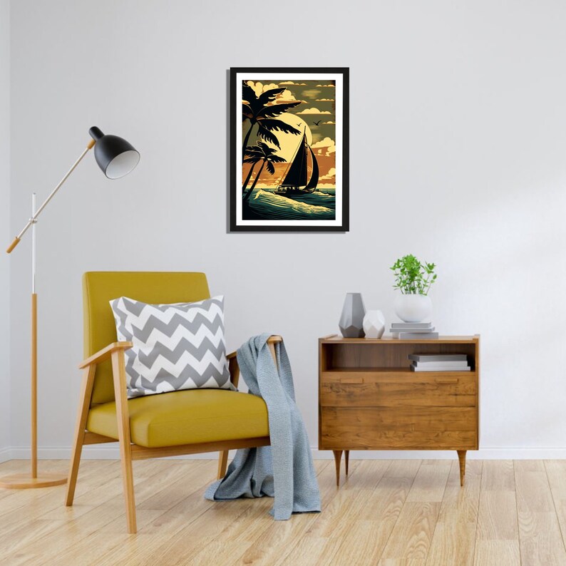 Tropical Beach Hawaiian Boho Palm Trees Ocean Surf - Etsy