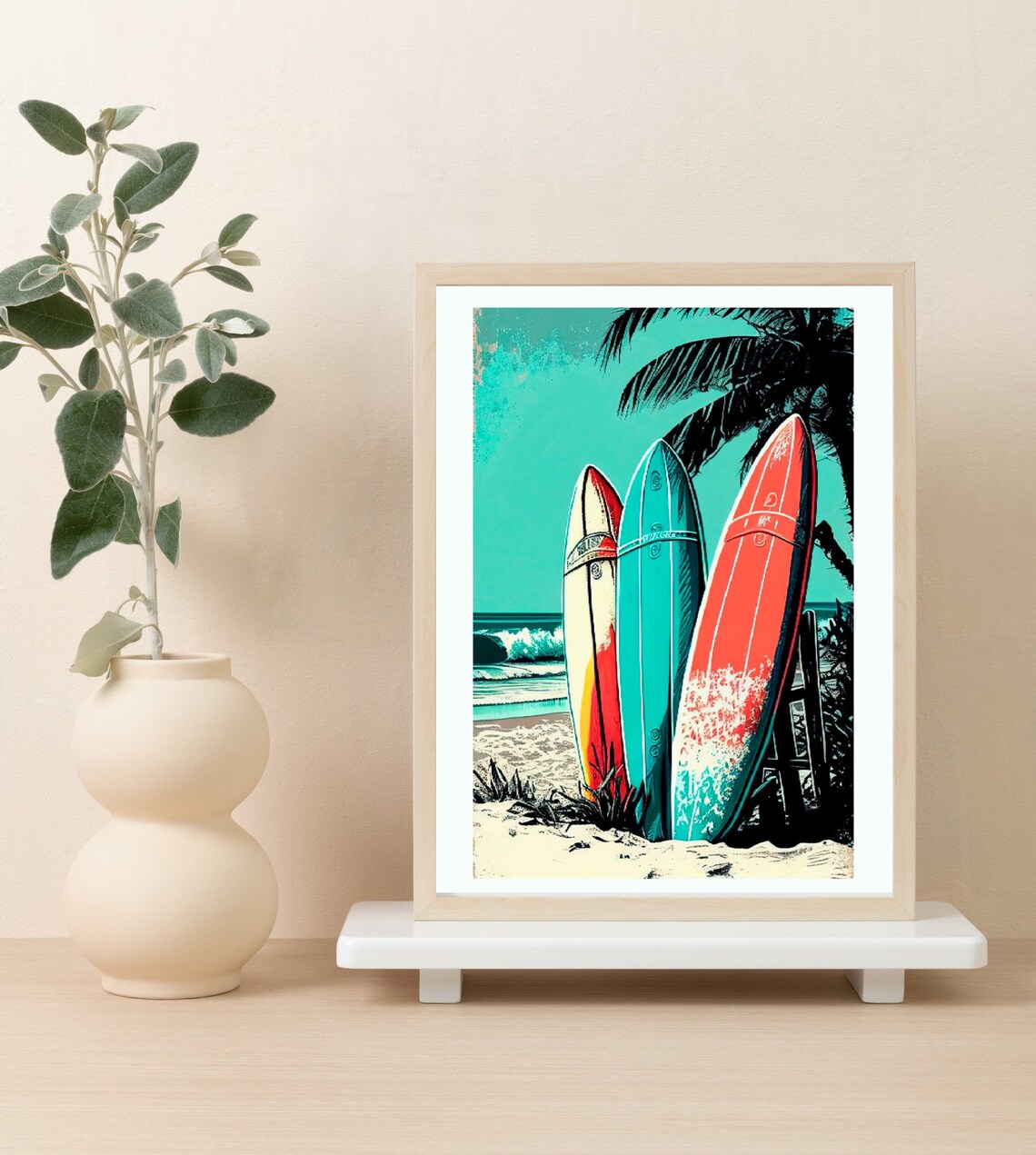 Tropical Beach | Hawaiian | Boho | Surfboards | Palm Trees | Ocean ...