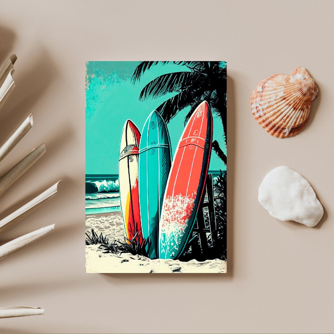 Tropical Beach | Hawaiian | Boho | Surfboards | Palm Trees | Ocean ...