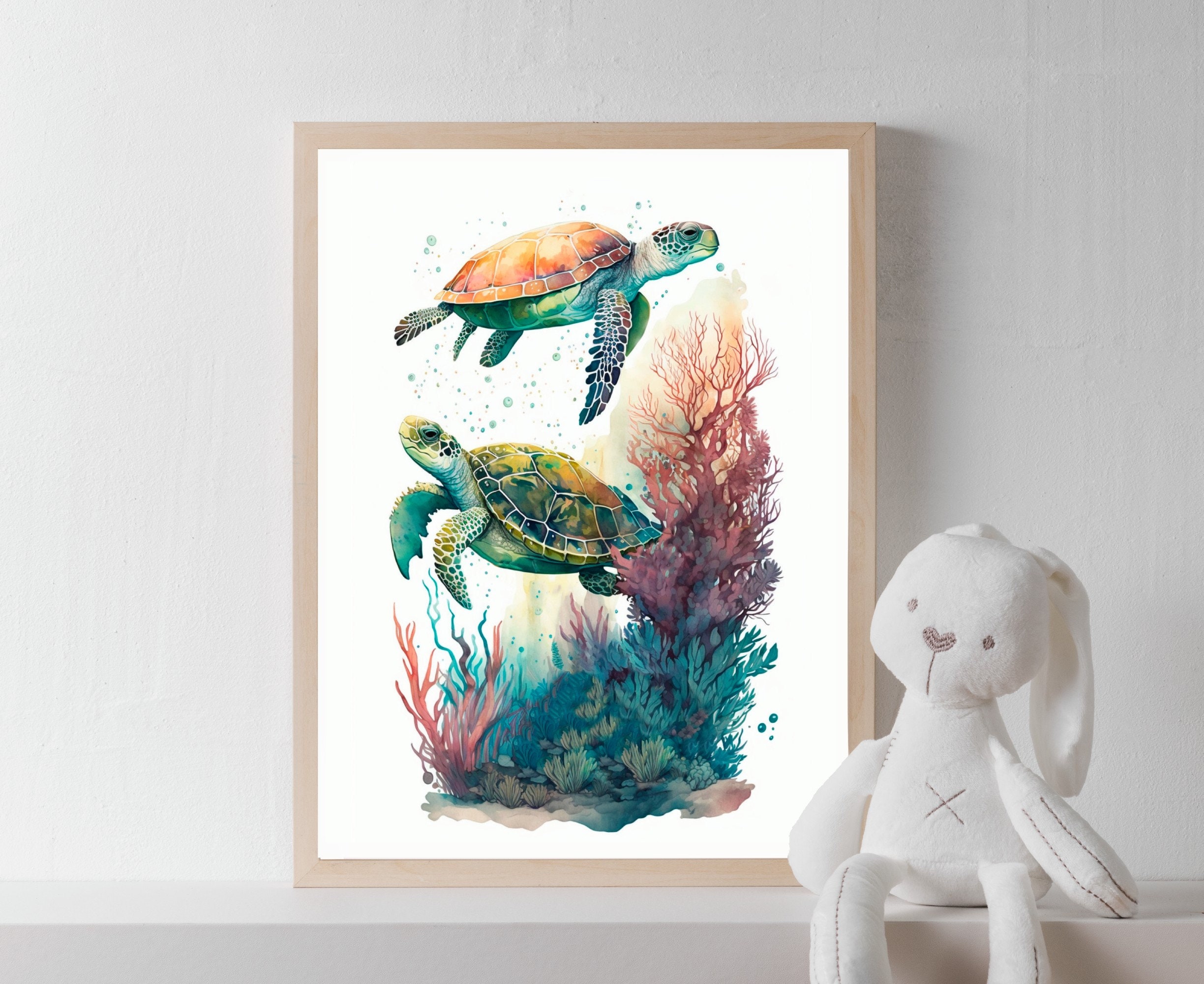 Nursery Animal Wall Art Sea Turtles Wall Art Water Color Wall Art ...