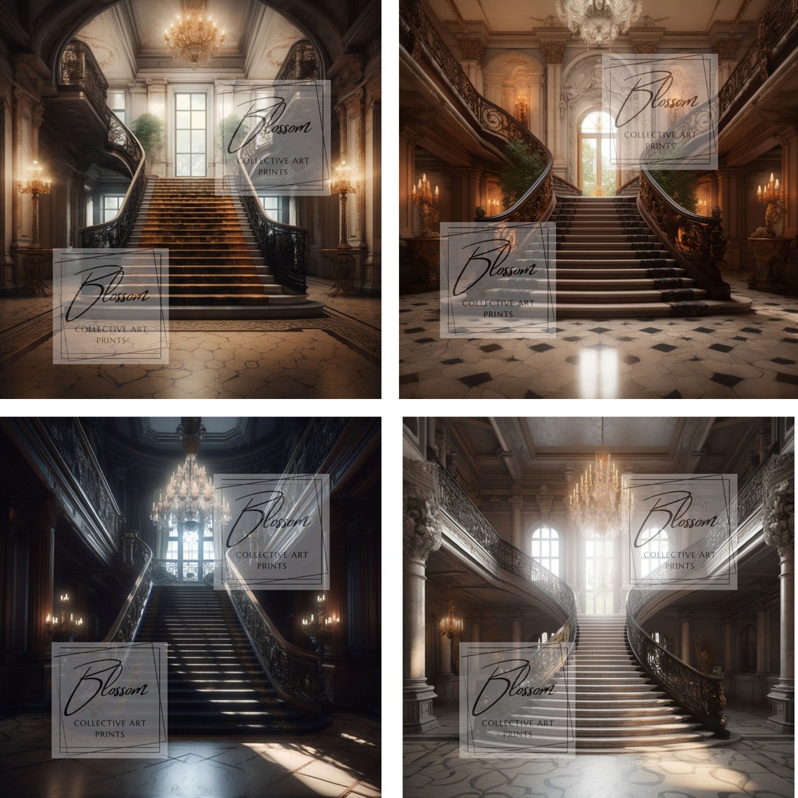 10 X Digital Backdrops, Classic Elegance Grand Staircases, Grand ...