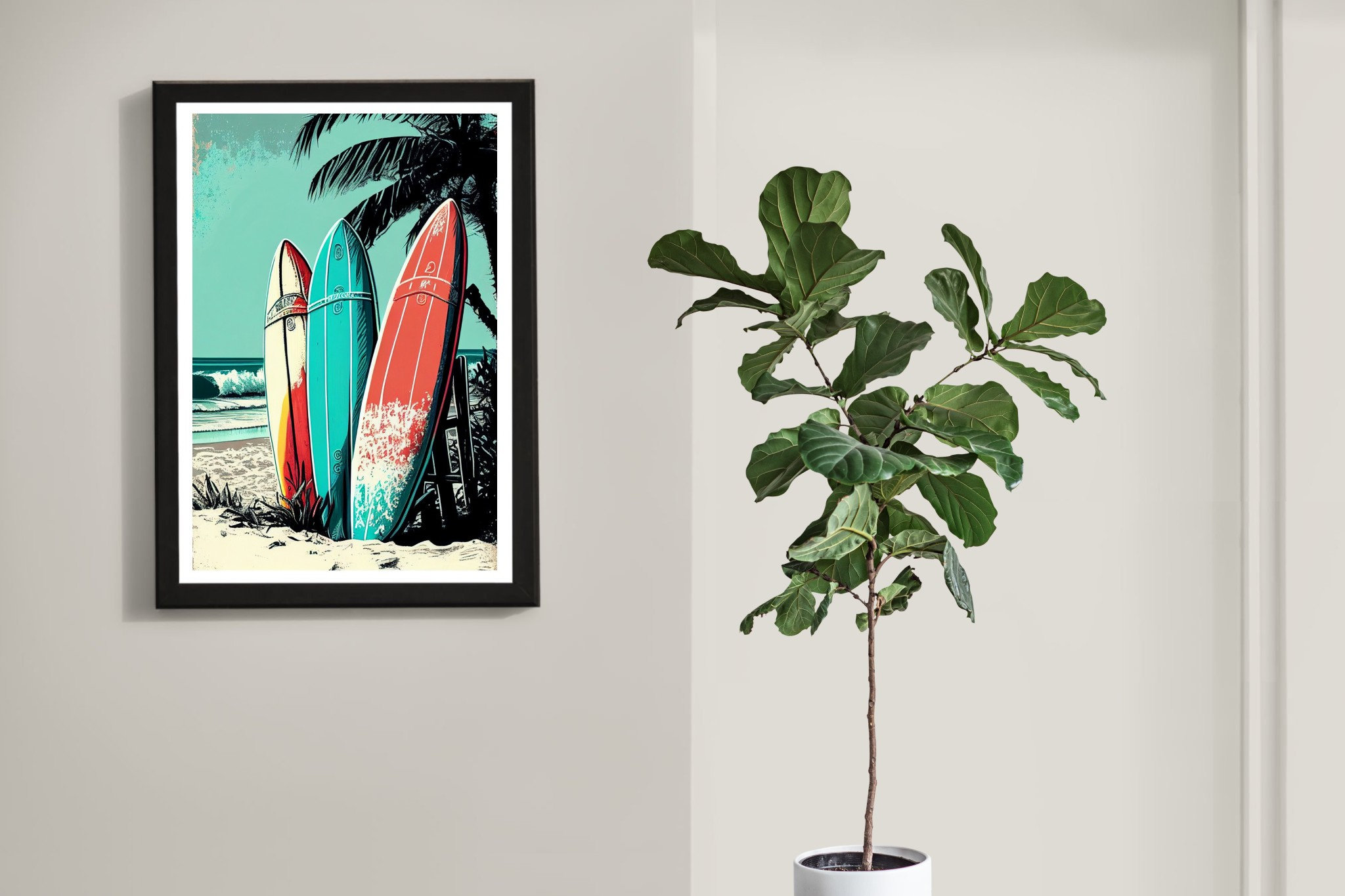 Tropical Beach | Hawaiian | Boho | Surfboards | Palm Trees | Ocean ...