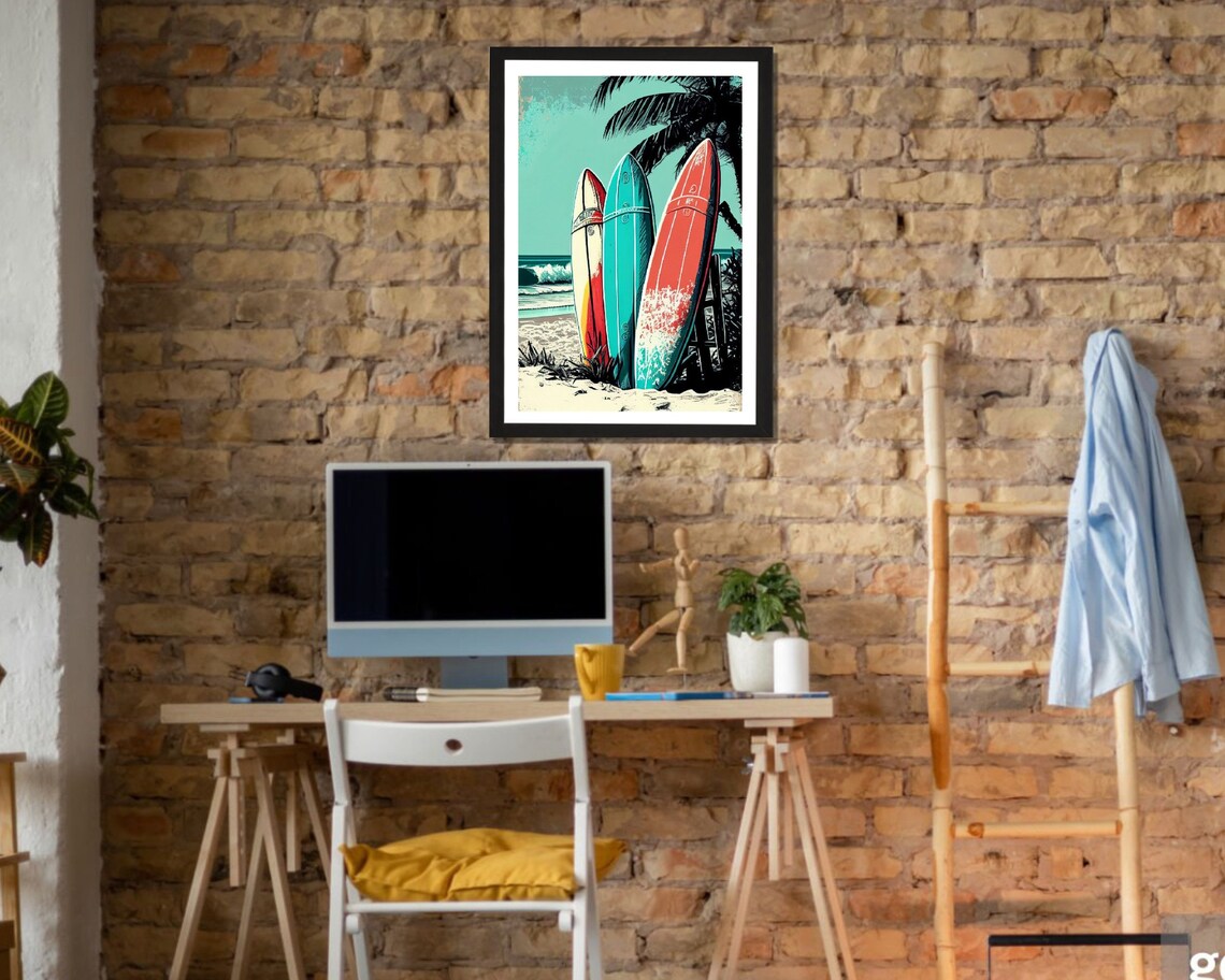 Tropical Beach | Hawaiian | Boho | Surfboards | Palm Trees | Ocean ...