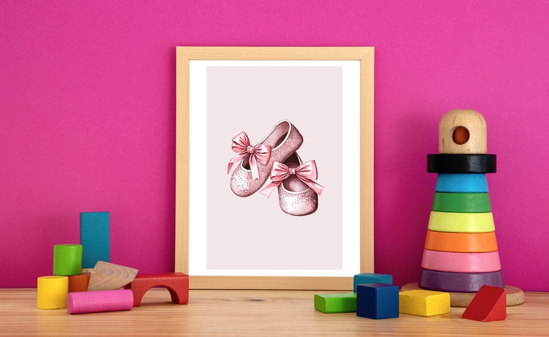 Glittering Ballerina Slippers Wall Art Pink Ribbon Water - Etsy