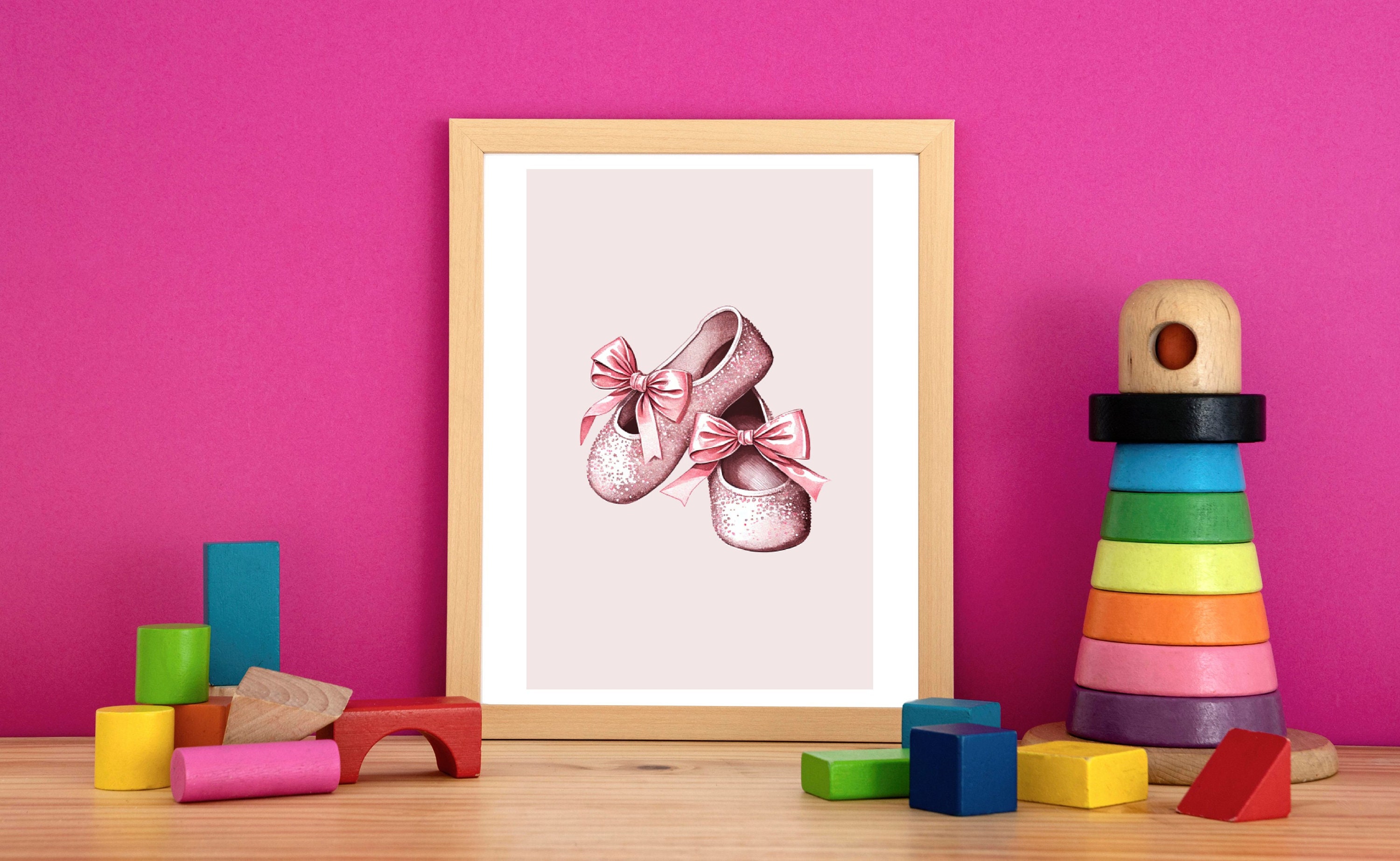 Glittering Ballerina Slippers Wall Art Ballet Slippers Wall Art Pink ...