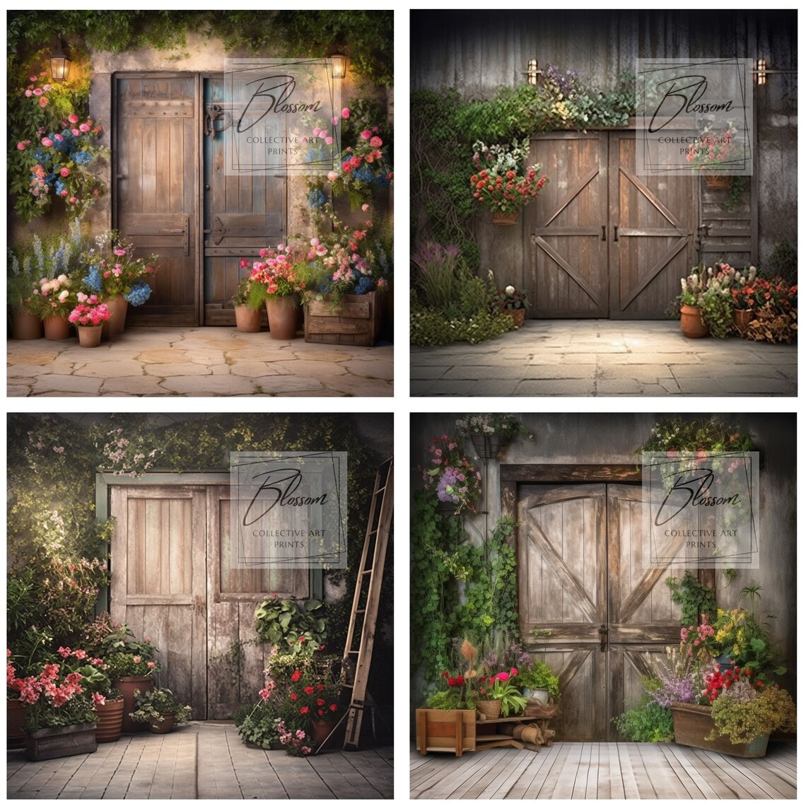 12 X Digital Backdrops, Rustic Barn Door Backdrops, Barn Door Backdrop ...