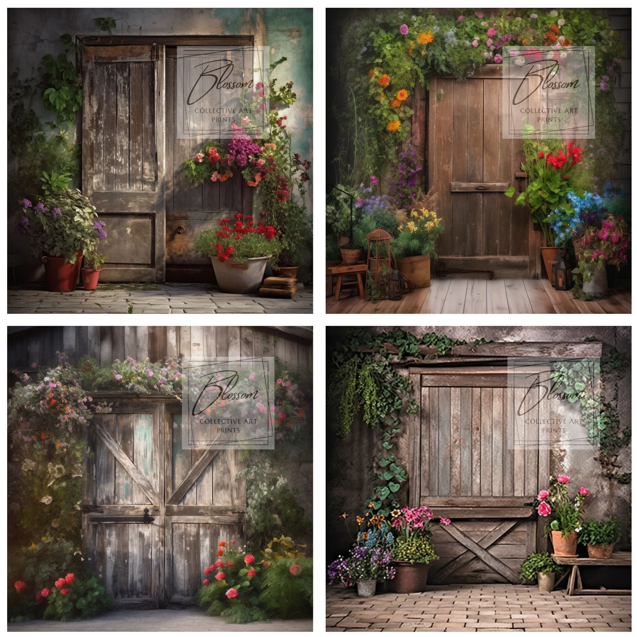 12 X Digital Backdrops, Rustic Barn Door Backdrops, Barn Door Backdrop ...