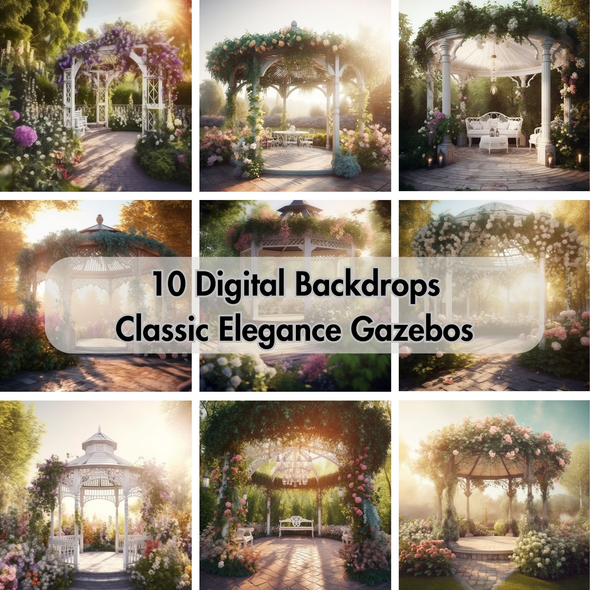 10 X Digital Backdrops, Classic Elegance Grand Gazebos, Gazebo Back ...