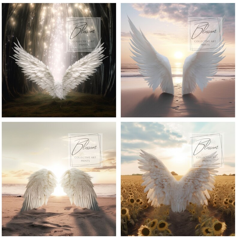 15 X Digital Backdrops, Elegant Angel Wings Background, Wing Digital ...