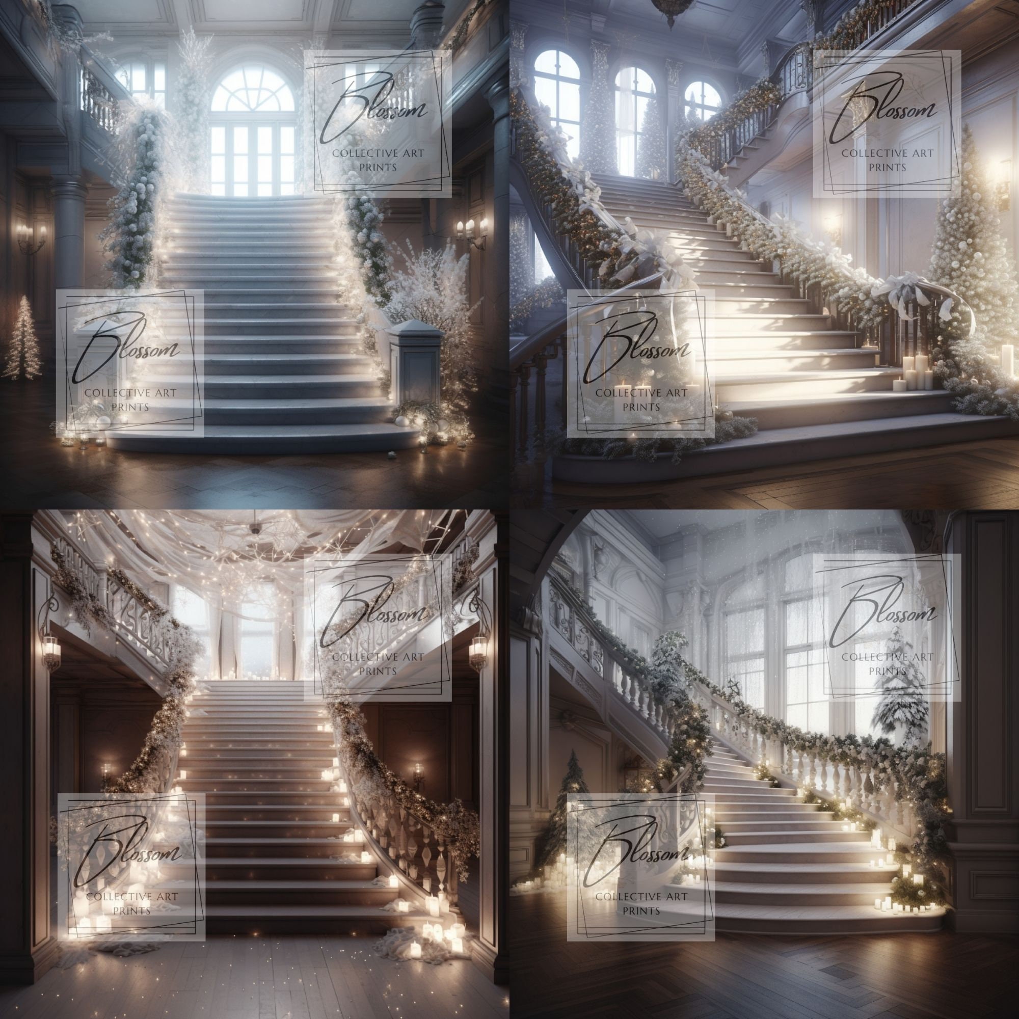 10 X Digital Backdrops, Classic Elegance Grand Winter Wonderland ...