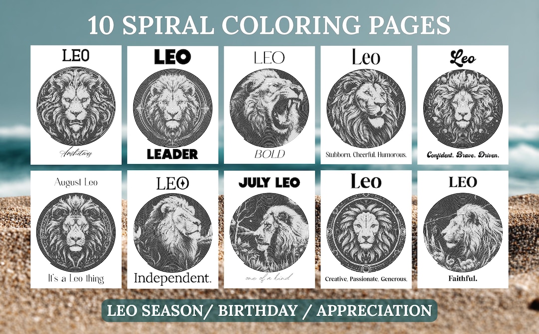 Leo Zodiac Sign Coloring Pages | Mystical Astrology Art (digital ...