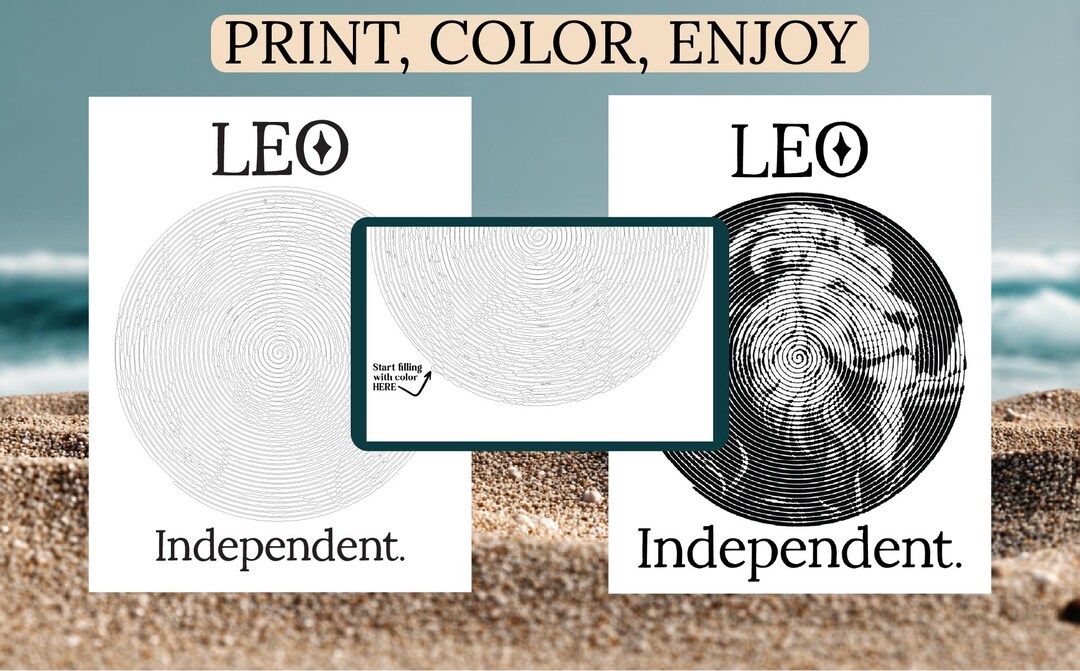 Leo Zodiac Sign Coloring Pages | Mystical Astrology Art (digital ...