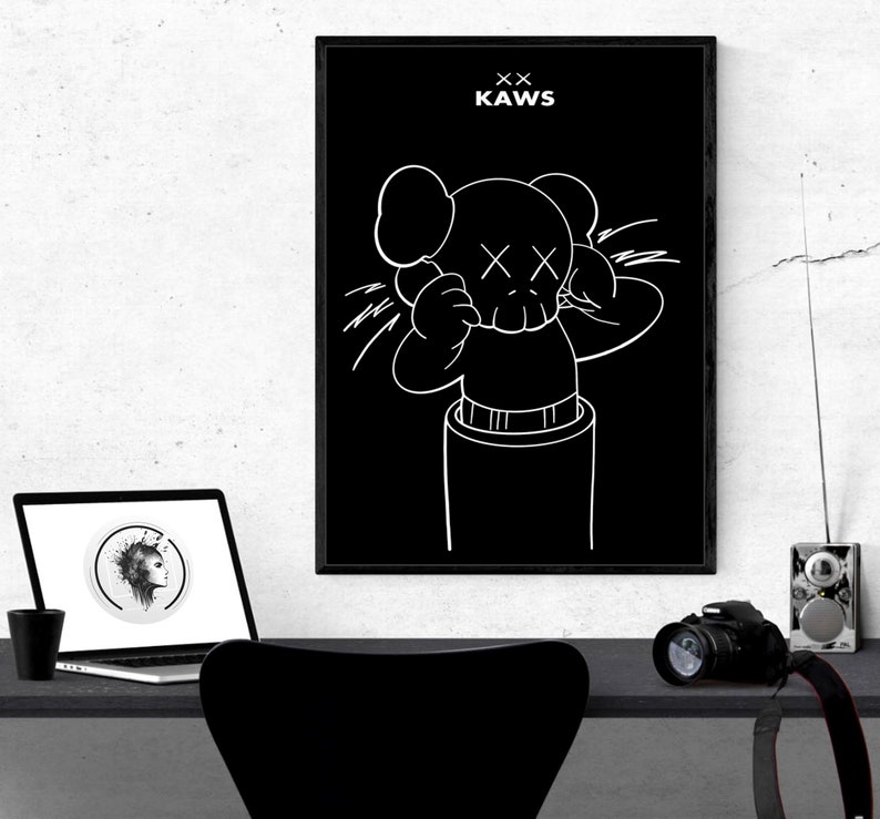 Schwarzweiße Kaws Drucke Poster 3er Set Kaws Kaws Figur Hypebeast ...