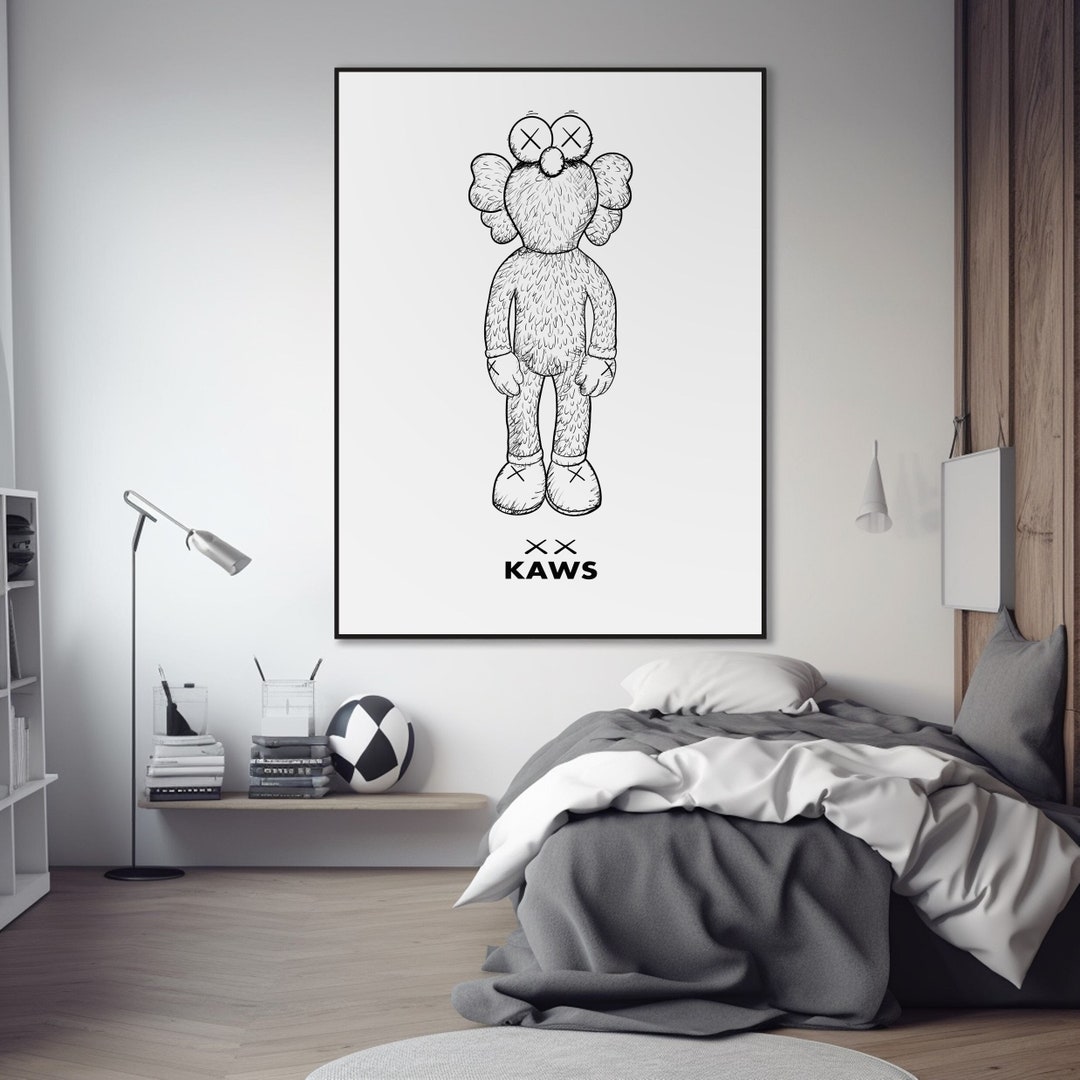 Black and White Kaws Print Kaws Poster BFF Kaws Figure Hypebeast Wall ...