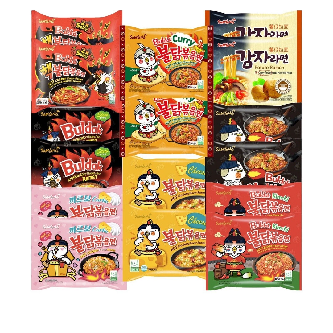 16 Portions Samyang Buldak Hot Chicken Flavor Ramen Noodles Mix Box ...