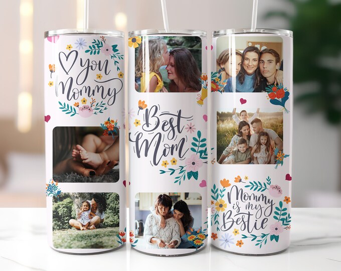 Mom Photo Tumbler Sublimation PNG, Mom Tumbler Photo Grid, Mom Tumbler ...