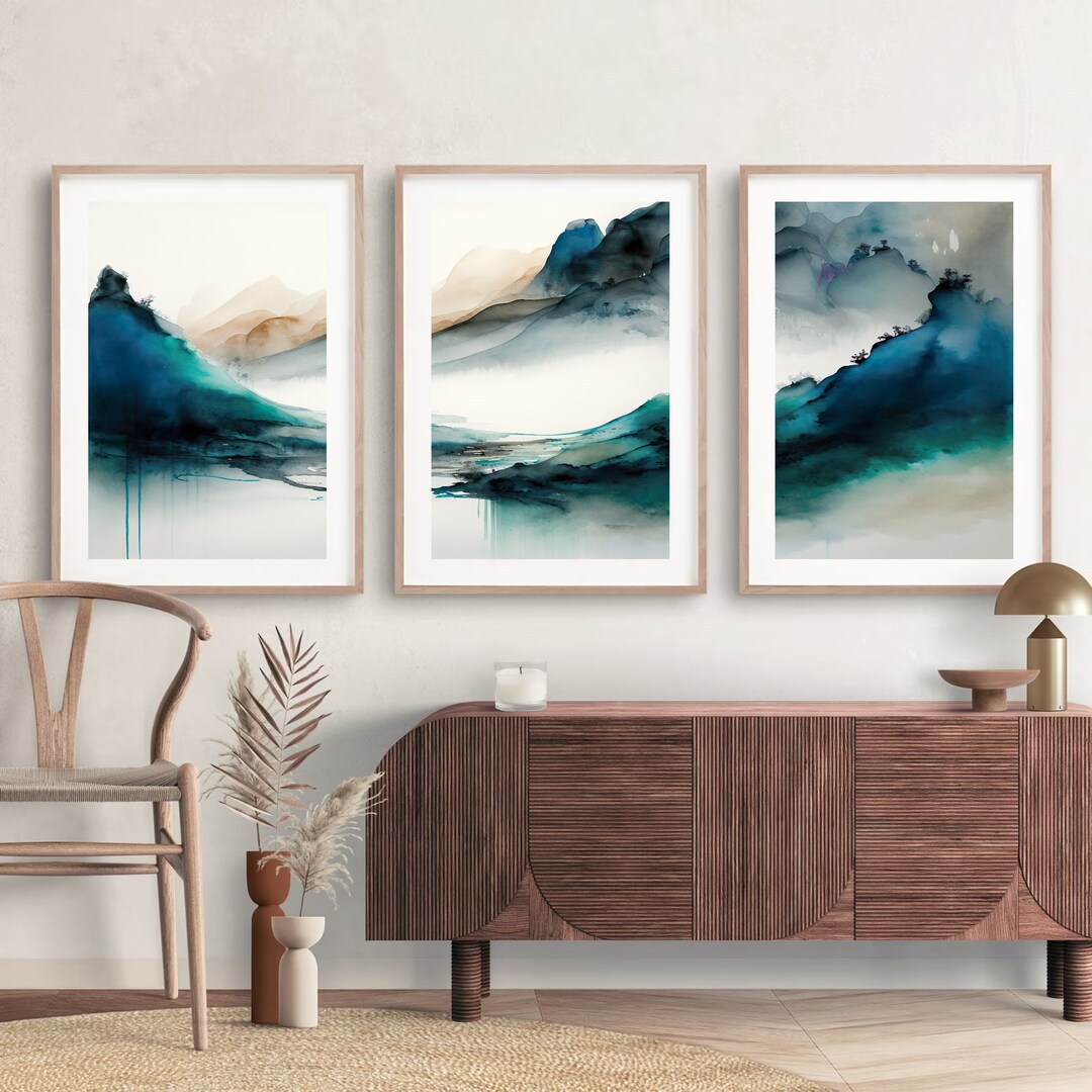 Colorful Watercolor Printable Wall Art Set of 3 Tryptic - Etsy
