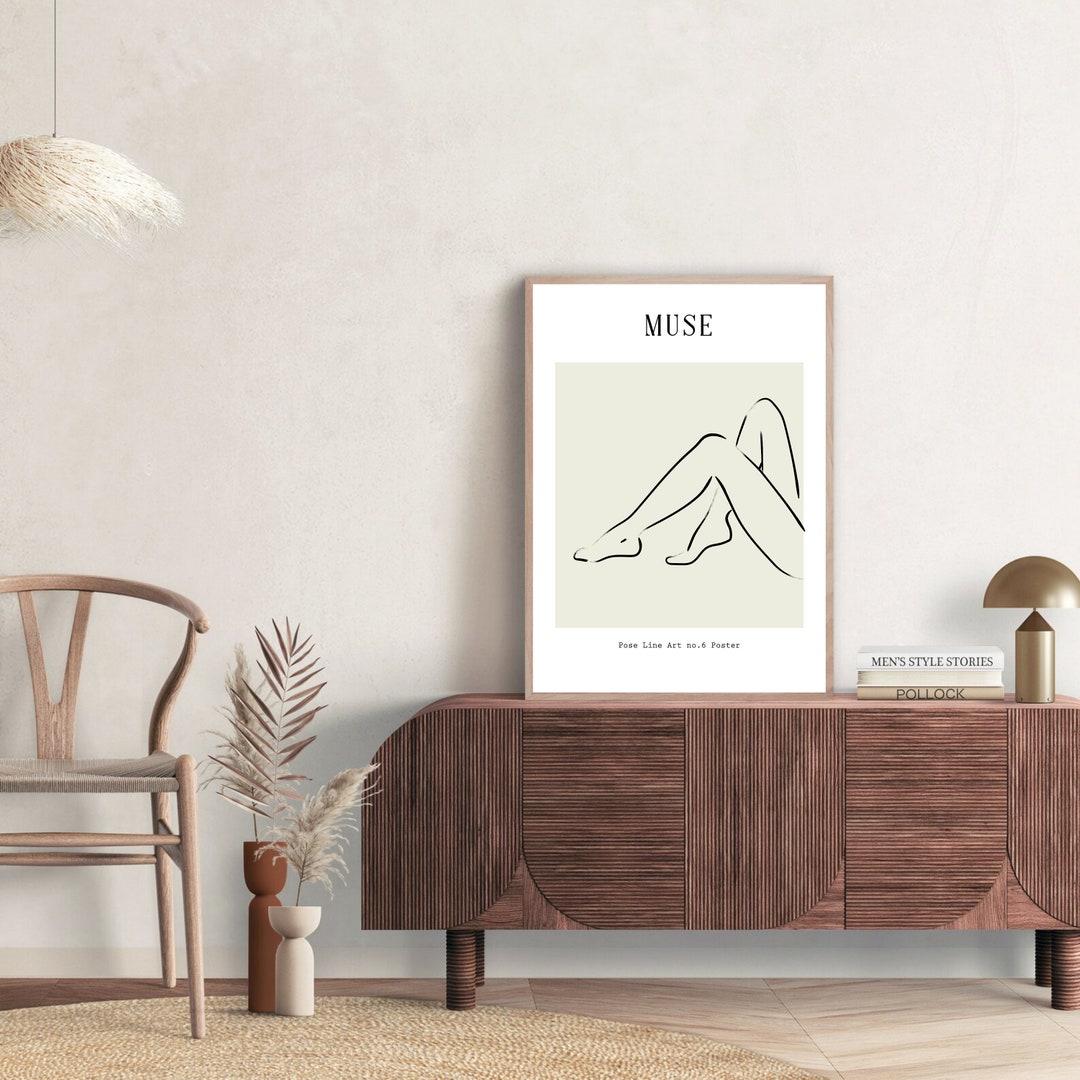 Female Muse Pose Line Printable Wall Art Femme Aesthetic Legs - Etsy
