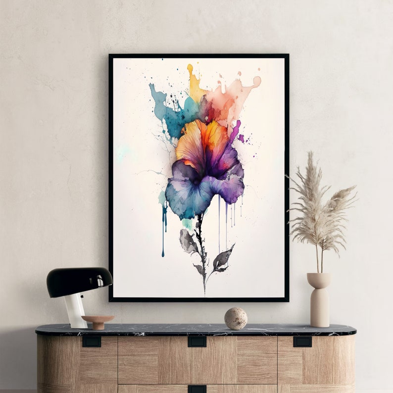 Floral Botanical Colourful Wall Art Set of 3, Tryptic Wild Flower ...