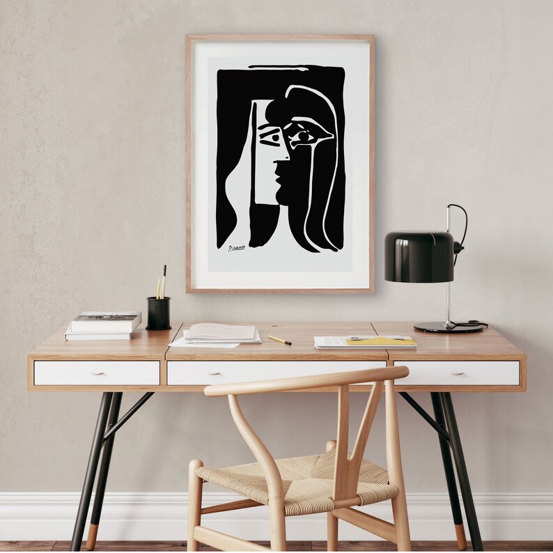 Picasso Kiss Couple Line Drawing Wall Art Love Modern - Etsy