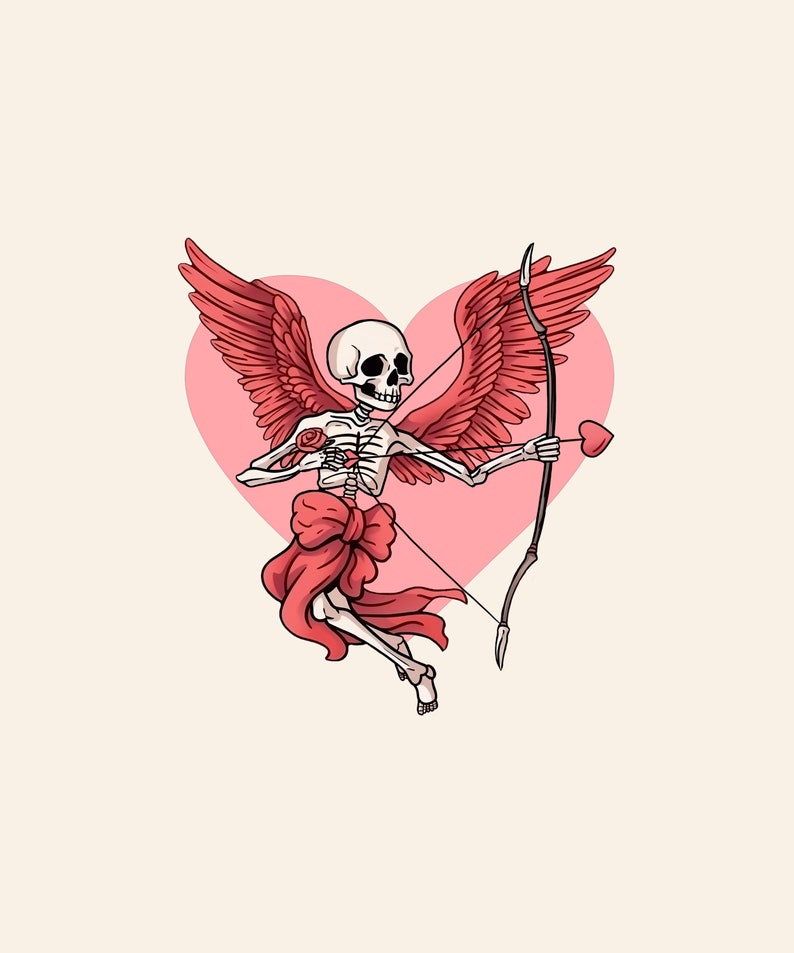 Valentine's Skeleton ,gothic Cupid Skeleton SVG/PNG/DXF , Edgy ...