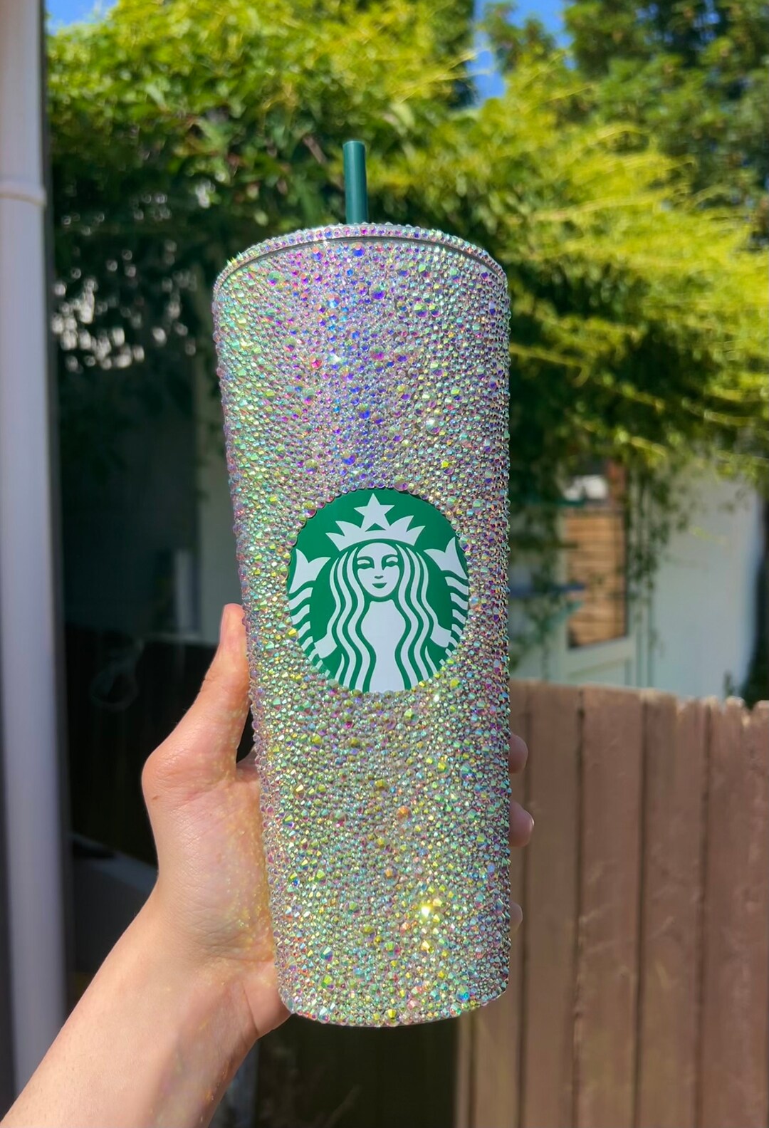 Holographic Rhinestone Starbucks Tumbler - Etsy