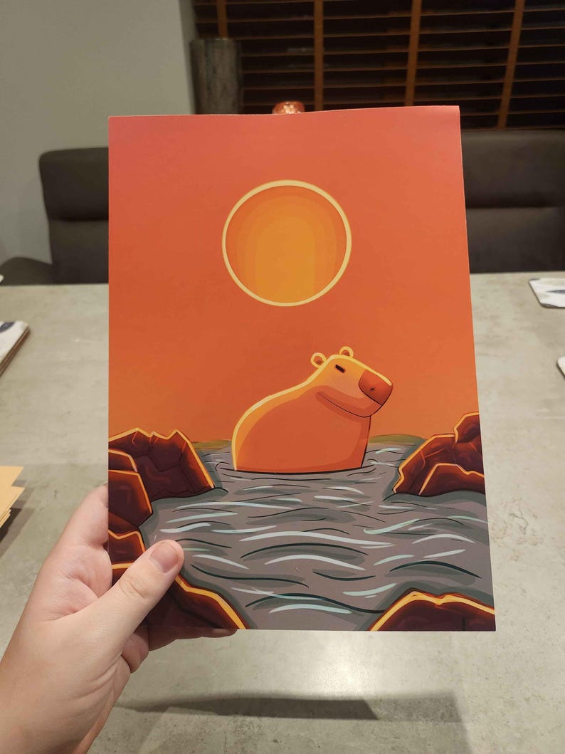 Capybara in Sauna Poster Capybara Meme Art High Quality Canvas Prints ...