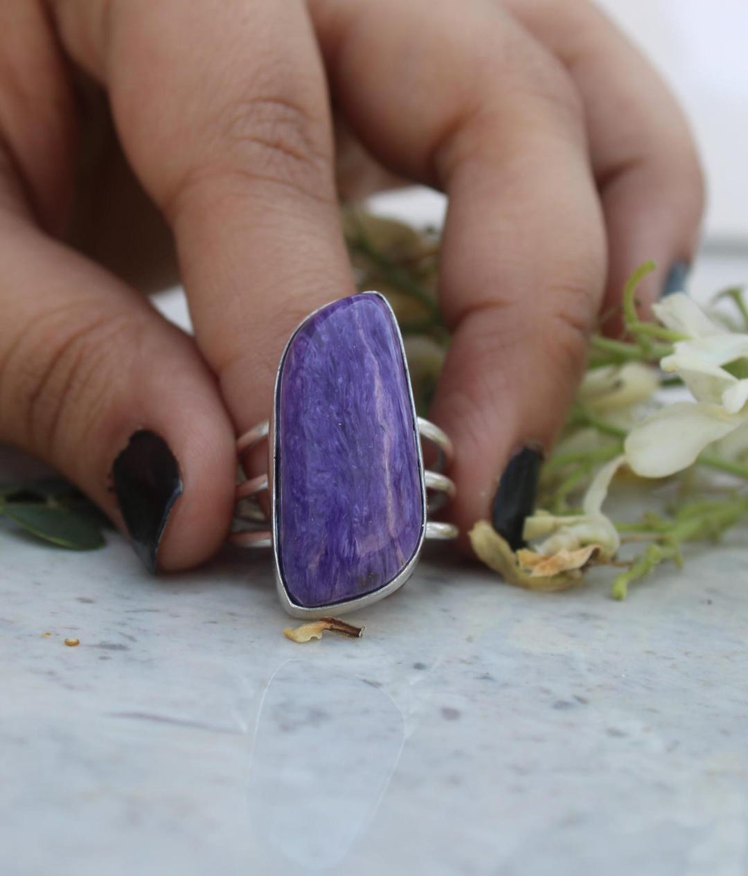 Rare Charoite Ring Sterling Silver 925, High Grade Natural Carnelian ...