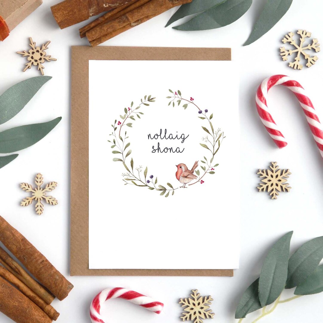 Irish Robin Christmas Card, Ireland Christmas Card, Irish Language ...