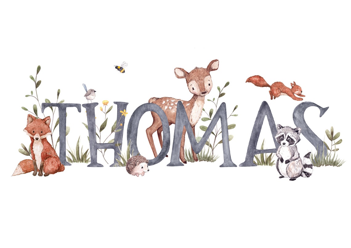 Boys Woodland Name Print Personalised Name Wall Art Art - Etsy Ireland