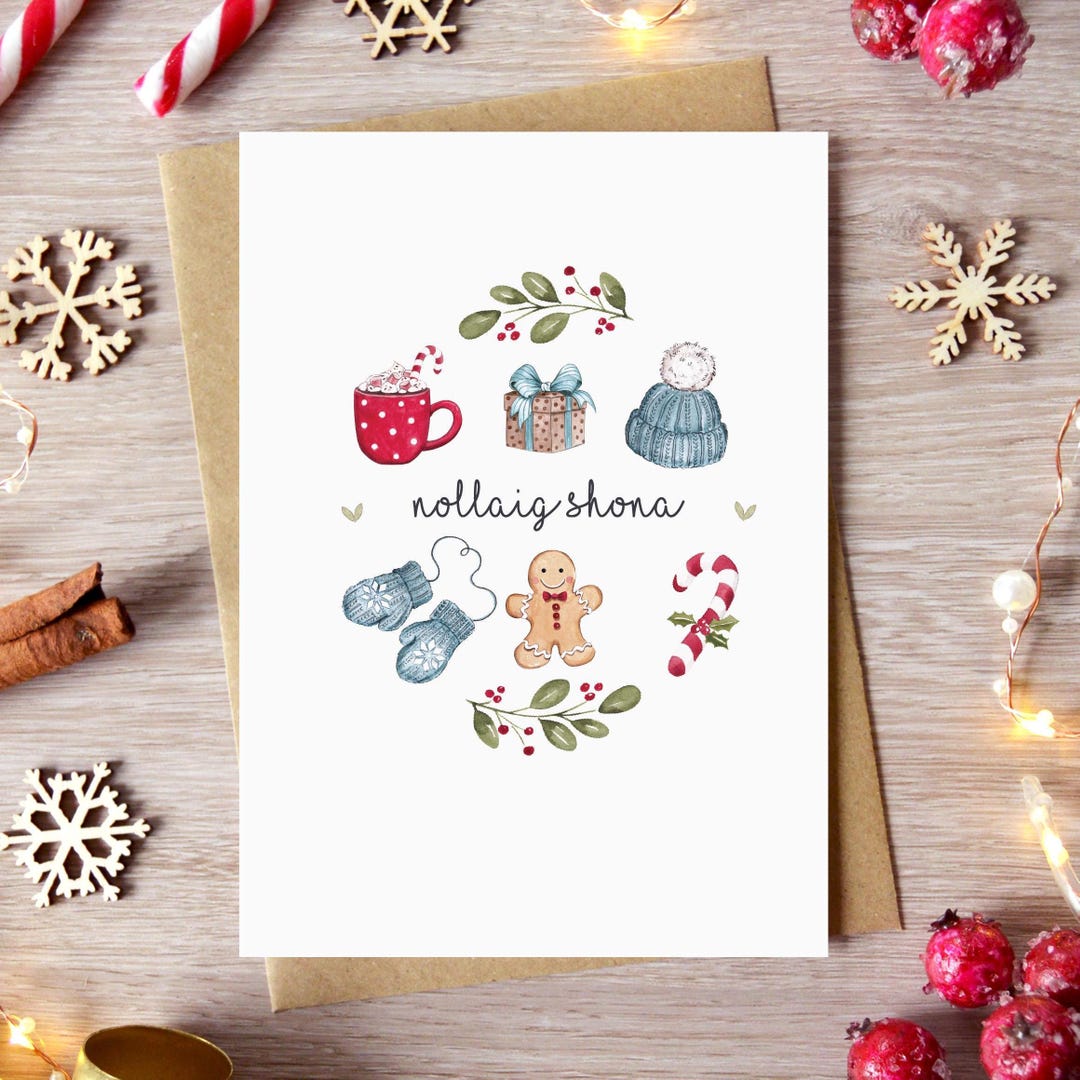 Irish Language Christmas Card | Nollaig Shona Card - Etsy