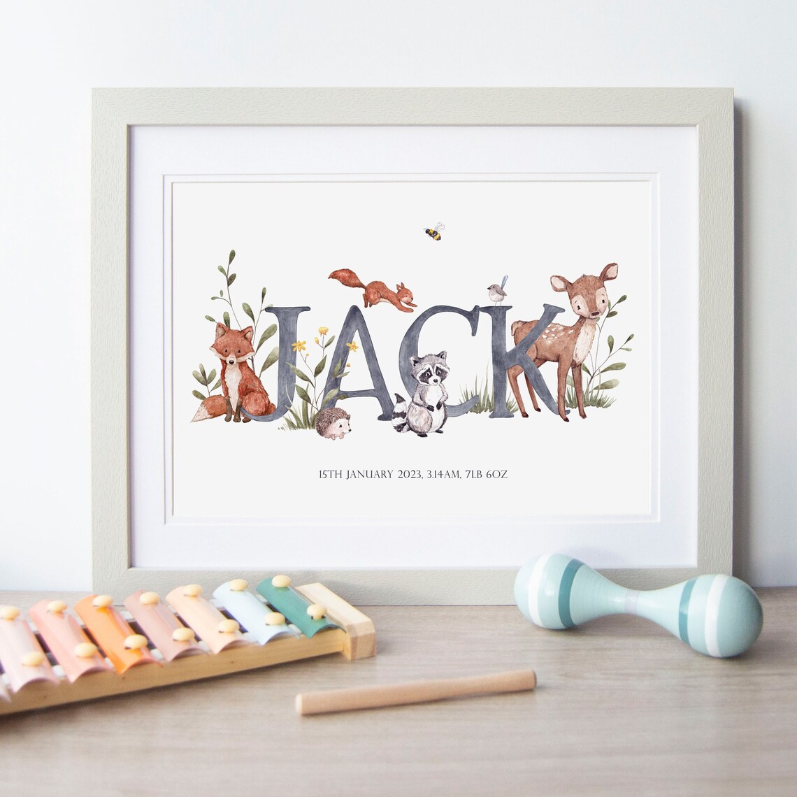 Boys Woodland Name Print Personalised Name Wall Art Art - Etsy Ireland