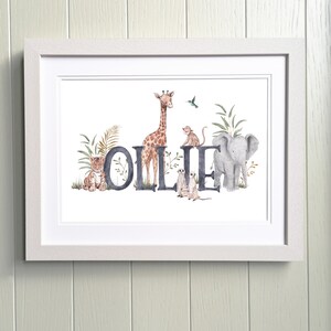Baby Boys Jungle Animal Name Print Illustration, Nursery Wall Art ...