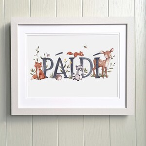 Boys Woodland Name Print, Personalised Name Wall Art, Art Print ...