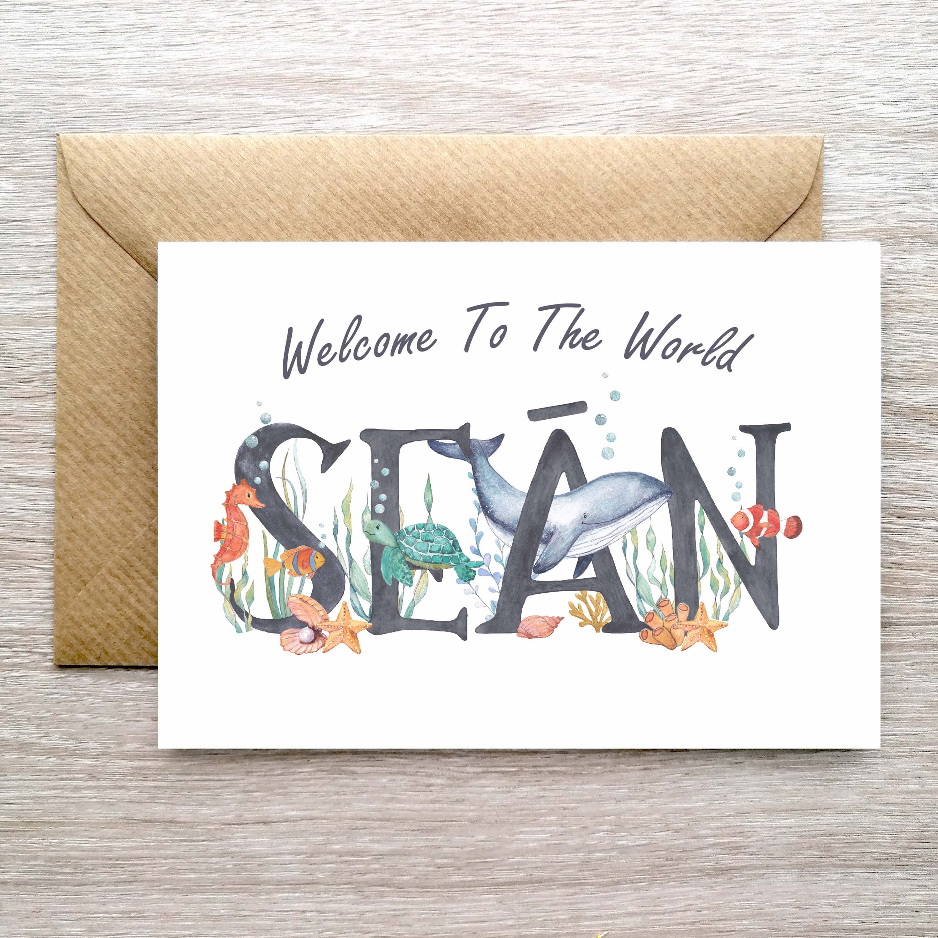 Personalised Ocean Themed Baby Card, New Baby Boy Birth Card, New Baby ...