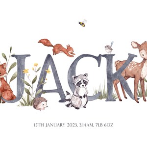 Boys Woodland Name Print Personalised Name Wall Art Art - Etsy Ireland