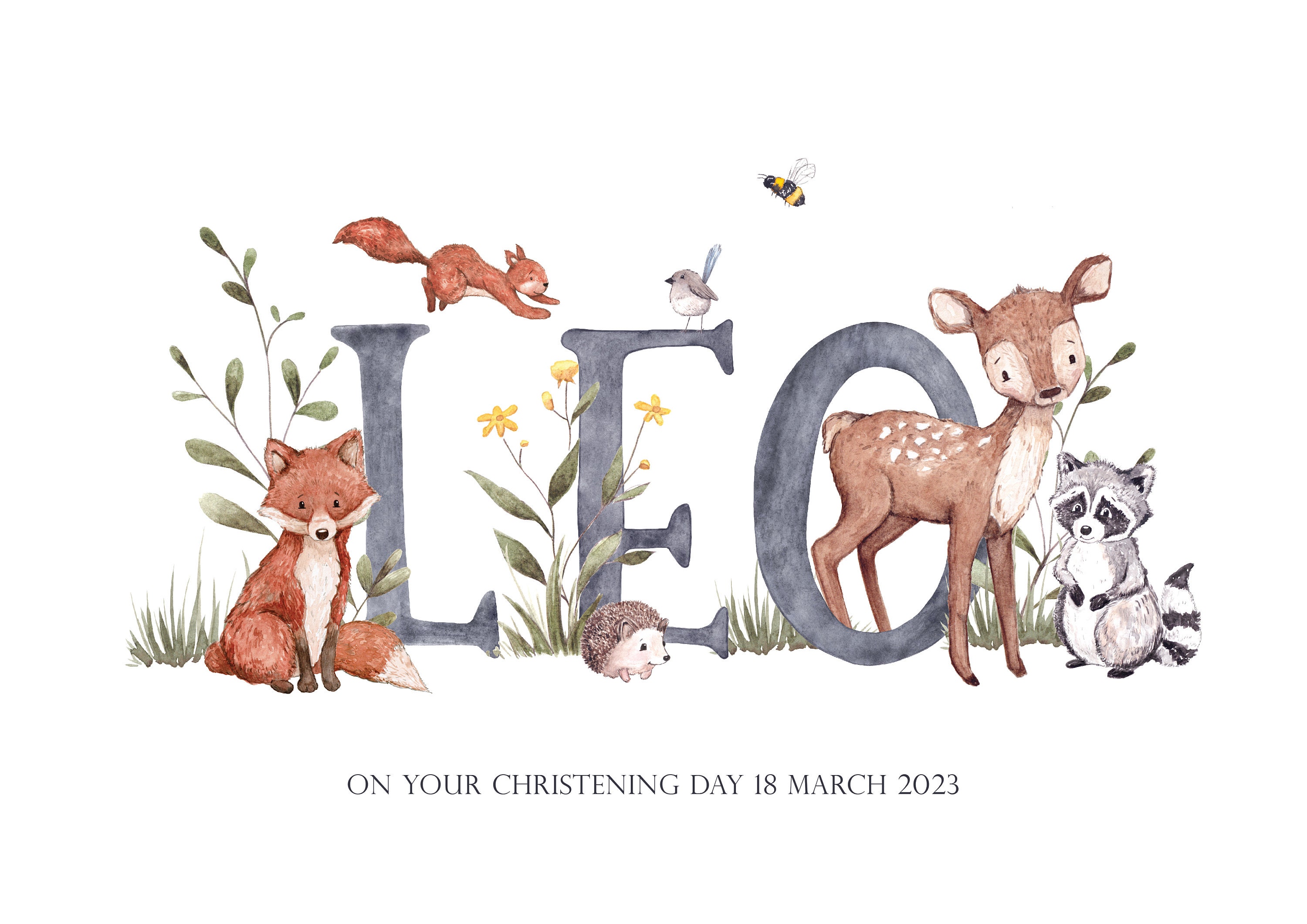 Boys Woodland Name Print Personalised Name Wall Art Art - Etsy Ireland