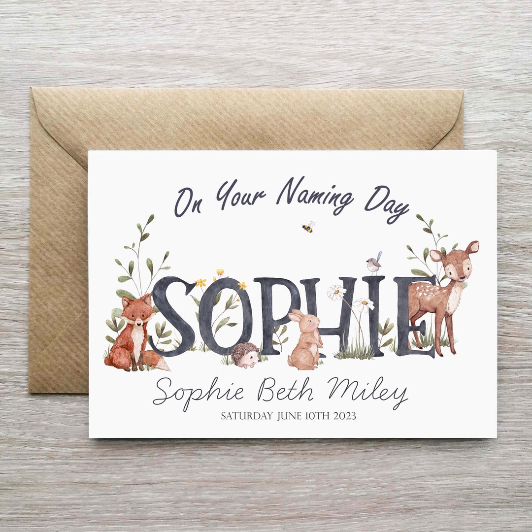 Girls Personalised Naming Day Card, Girls Name Day Card, Card for Baby ...