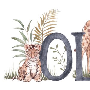 Baby Boys Jungle Animal Name Print Illustration, Nursery Wall Art ...