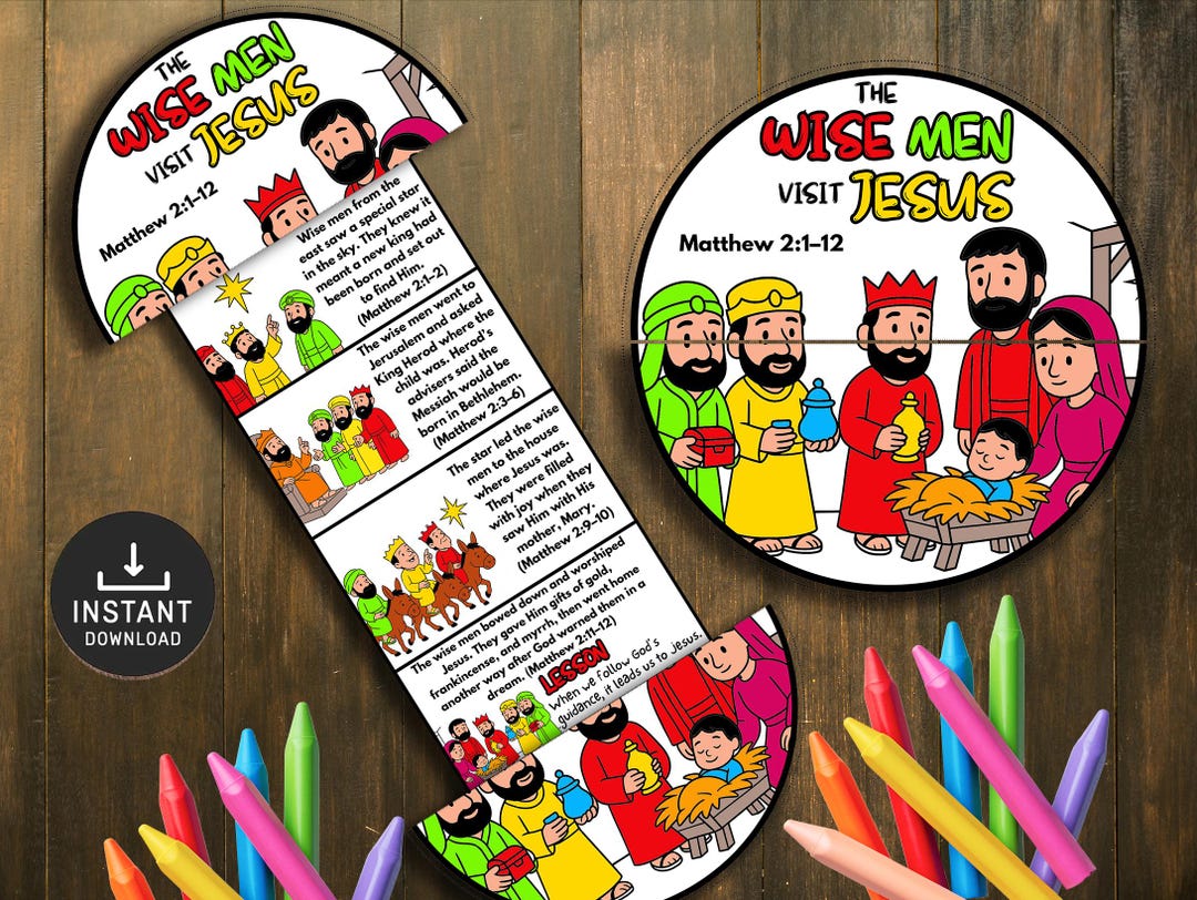 The Wise Men Visit Jesus Folding Surprise Bible Story Craft, Kids Bible ...