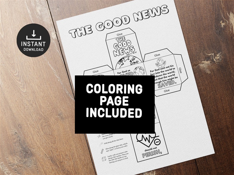 The Good News John 3:16 Coloring Cube, Bible Activity, Gospel, Kids ...