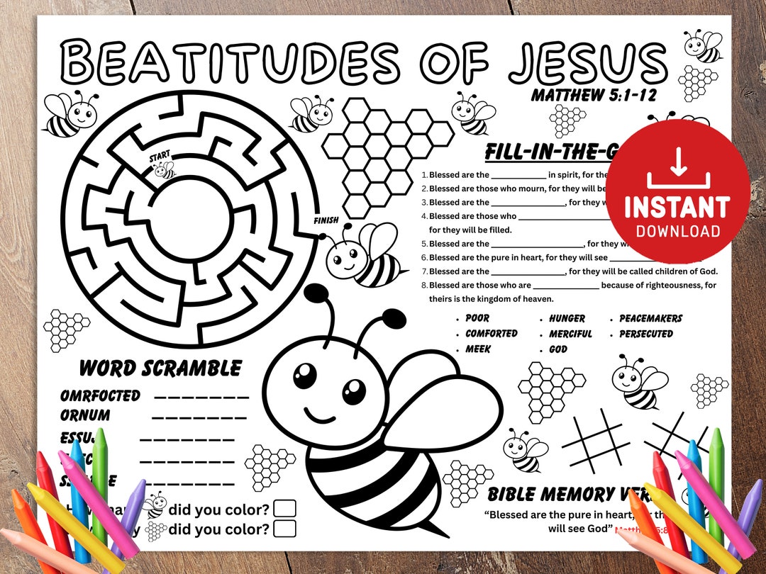 The Beatitudes of Jesus, Bible Activity, Sunday School Activities ...