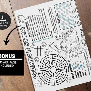 The Creation Story Activity Placemat, Bible Activity, Sunday School ...