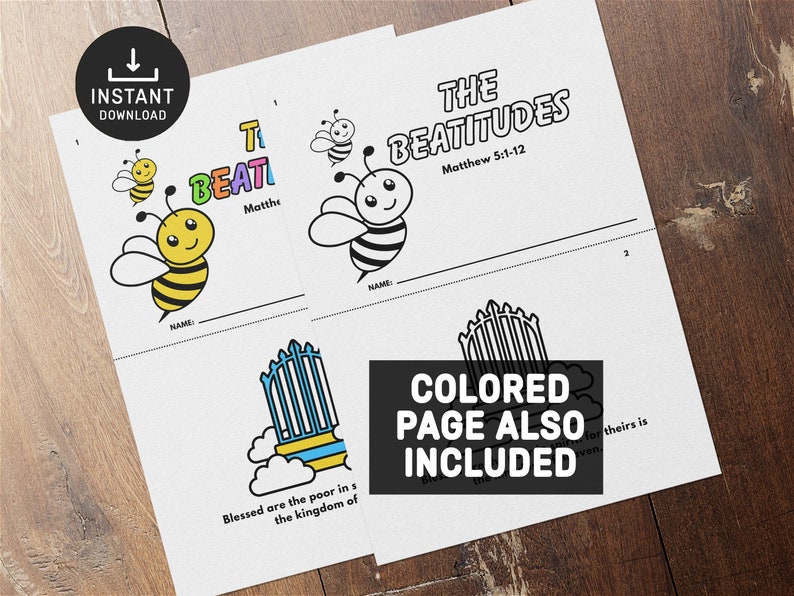 Beatitudes Mini Book, Sunday School Craft, Church Kids Activity, Sunday ...