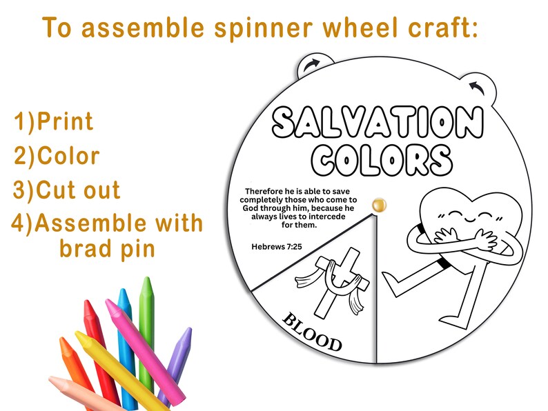 Salvation Coloring Wheel, Printable Bible Verse Activity, Watercolor ...