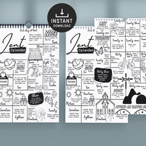 40 Days Lenten Calendar, Lent Printable, Lenten Calendar, Catholic Lent ...