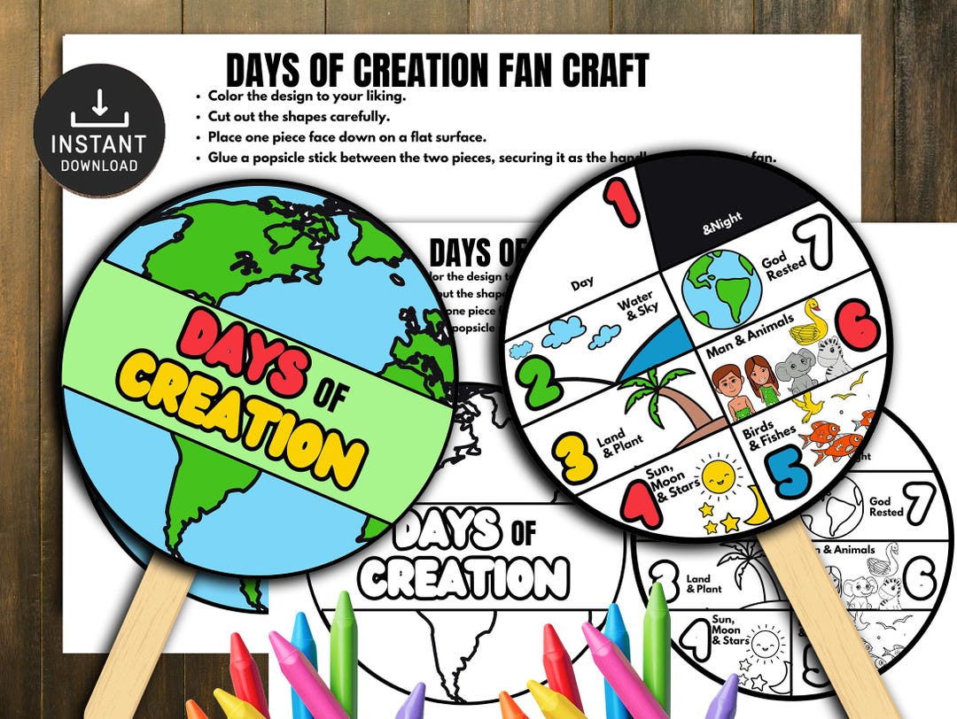 Days of Creation Bible Craft, Kids Bible Lesson, Sunday School Lesson ...