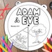 Adam and Eve Coloring Wheel, Printable Bible Activity, Watercolor, Kids ...