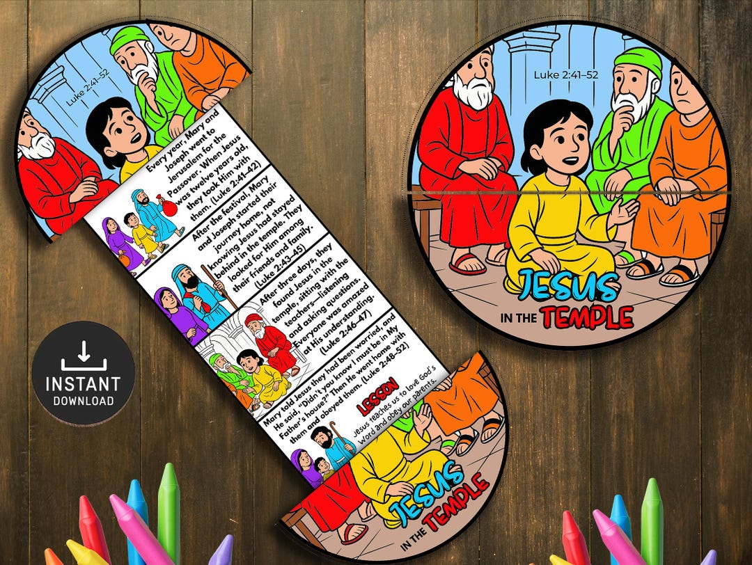 Jesus in the Temple Folding Surprise Bible Story Craft, Luke 2 Bible ...